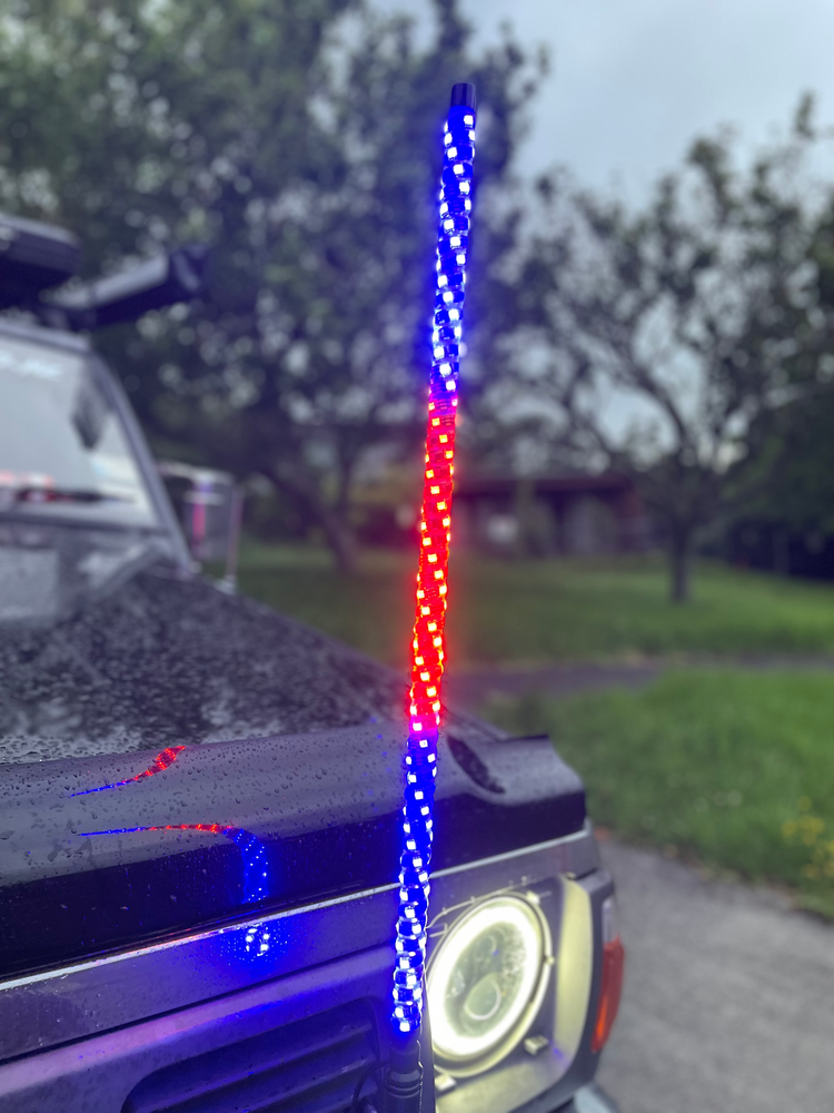 NZ Whip lights 3ft 4ft 5ft LED RGB Whips singles, pairs, 200 patterns ...