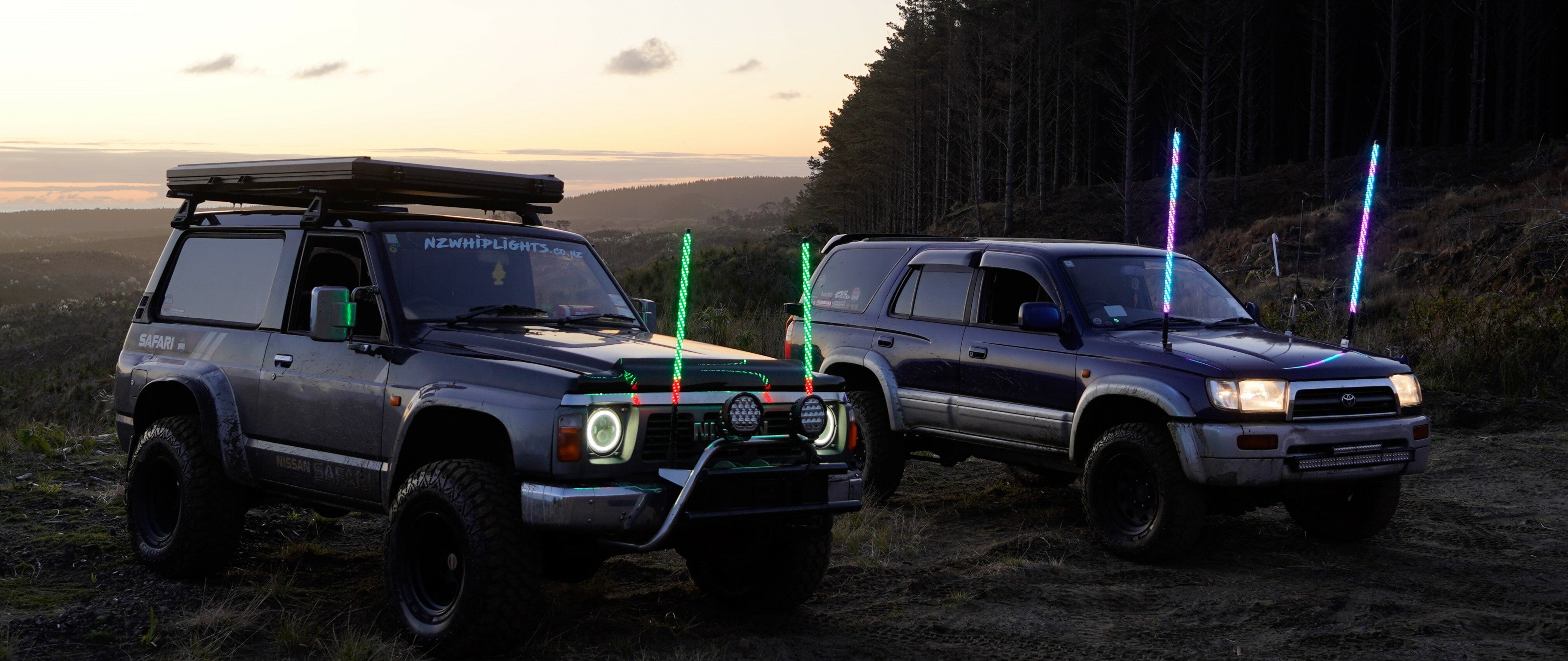 NZ Whip lights 3ft 4ft 5ft LED RGB Whips singles, pairs, 200 patterns ...